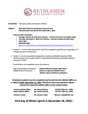 Fillable Online basdwpweb beth k12 pa PIAA Physical Form Fax Email ...