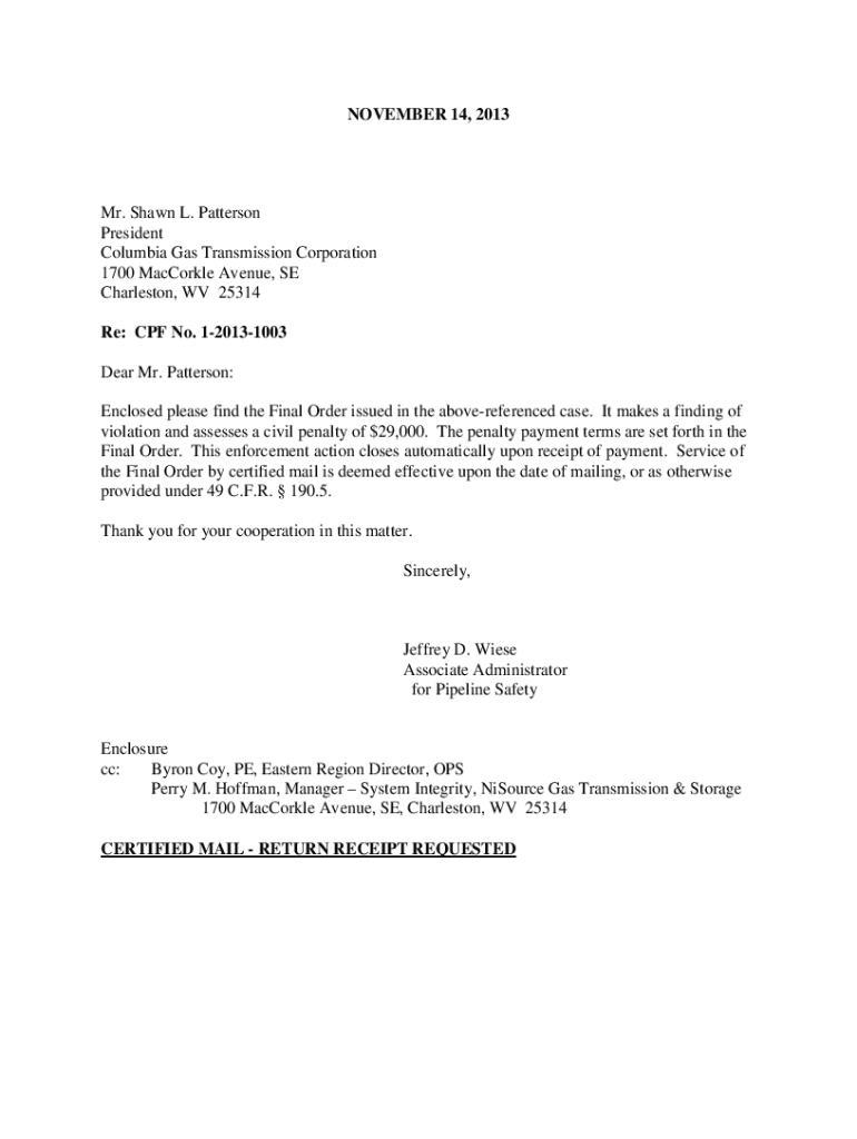 Fillable Online primis phmsa dot Stakeholder Communications - Corrective Action Order Cases ...