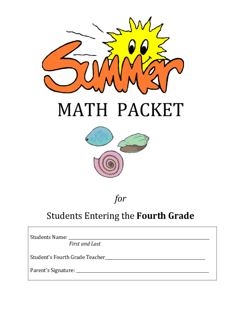 Fillable Online Summer Math Packet For Students Entering Fourth Grade ...