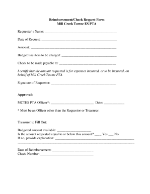 Fillable Online Reimbursement/Check Request Form Fax Email Print ...