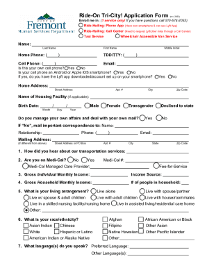 Fillable Online Ride-On Tri-City! Application Form (rev. 2022 ...