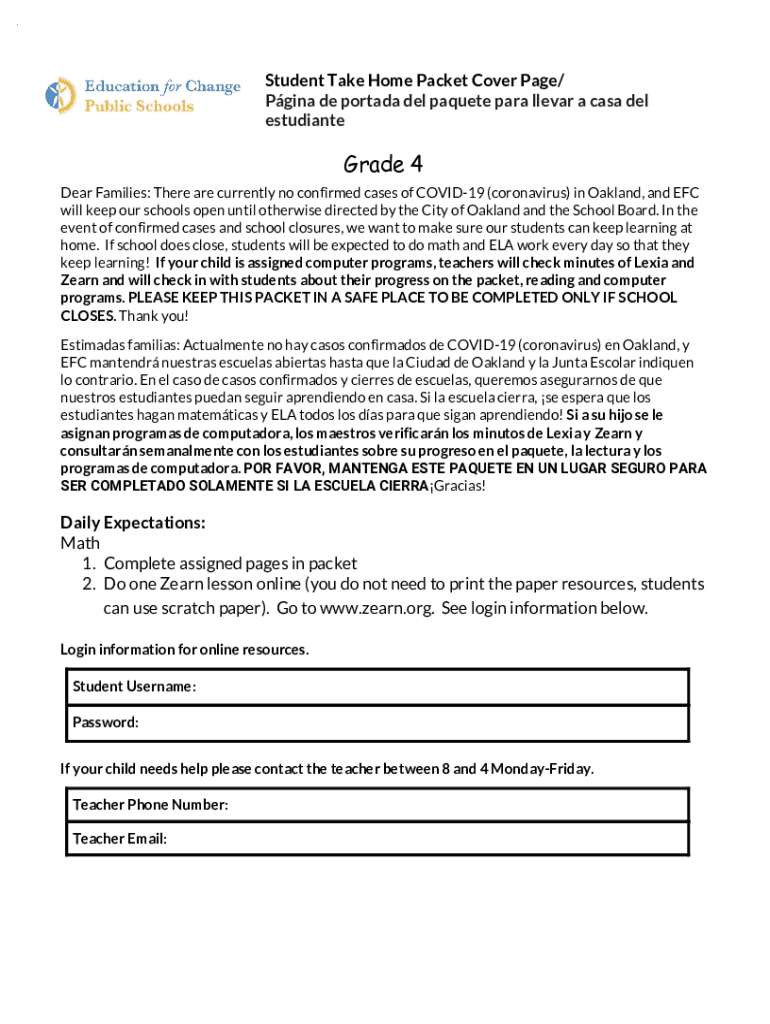 Fillable Online Newark prepares work packets for students in case of ...