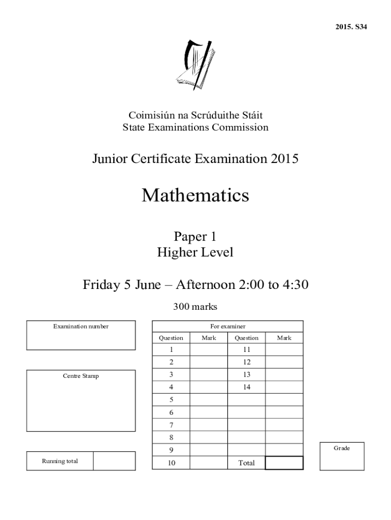 Fillable Online Mathematics: Sample Paper P1 Ordinary Level - StudyLib ...