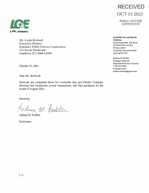 Fillable Online psc ky LGE Filing Letter FAC Form B with Letterhead ...