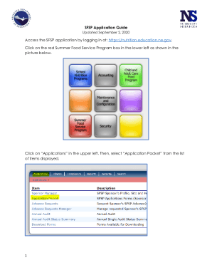 Fillable Online SFSP Application Guide - Nebraska Department of ...