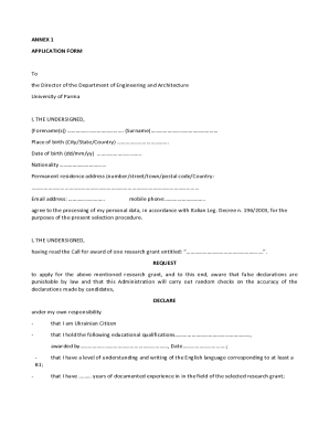 Fillable Online annex 1 application form Fax Email Print - pdfFiller