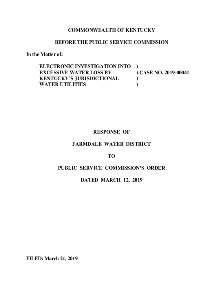 Fillable Online psc ky Fillable Online Farmdale Response to Commission ...