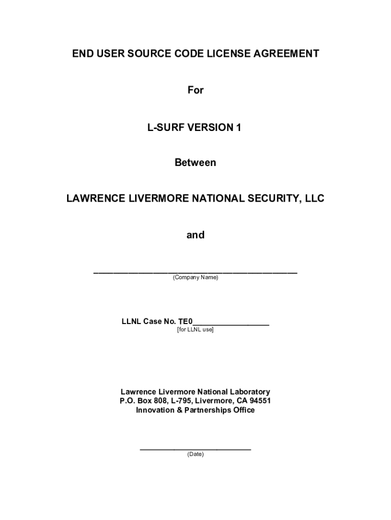 Fillable Online END USER SOURCE CODE LICENSE AGREEMENT For L ... Fax Email Print - pdfFiller