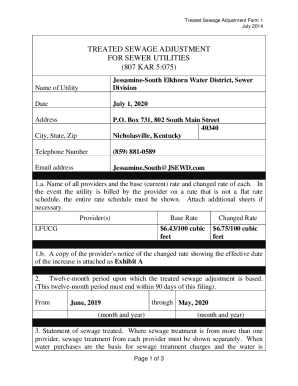 Fillable Online psc ky Treated Sewage Adjustment Form 1 Fax Email Print ...