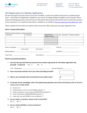 Fillable Online Girl Guides of Canada, 3581 Dutch Village Rd, Halifax ...