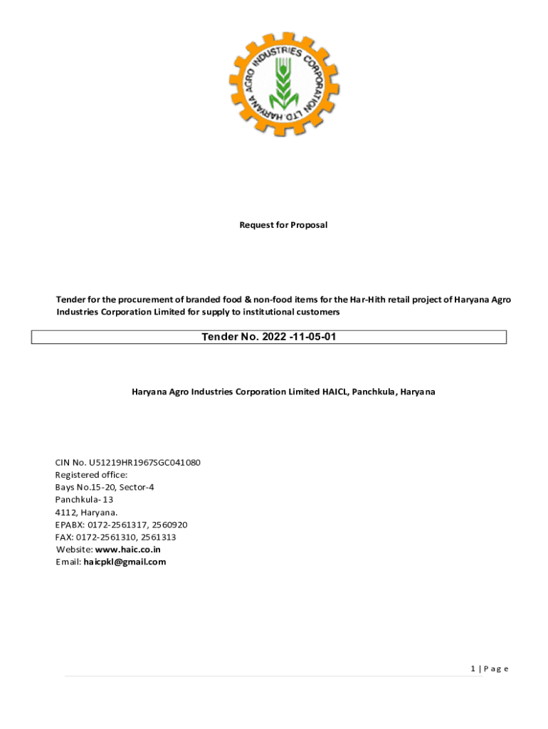 Fillable Online Request for Proposals (RFP) Template - Food Service ...