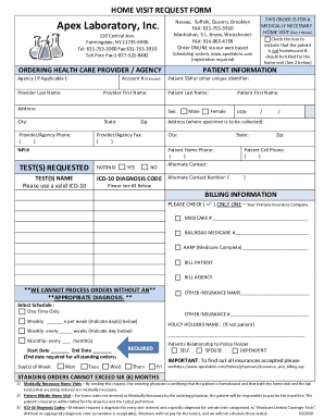 Fillable Online Home Visit Request form for blood work - APEX LAB INC ...