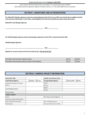 Fillable Online Maine Project Notification Form Download Fillable PDF ...