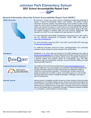 Fillable Online Accountability Report Card - Johnson Park Elementary ...