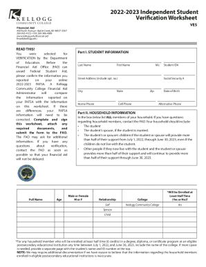 Fillable Online 2022-2023 Independent Student Verification Worksheet Fax Email Print - pdfFiller