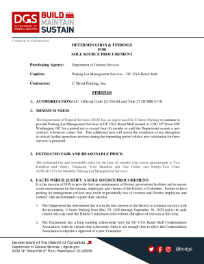 Fillable Online dgs dc Parking Lot Management Services DC USA Retail ...