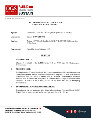 Fillable Online dgs dc Emergency Contract for Parking Lot Management ...