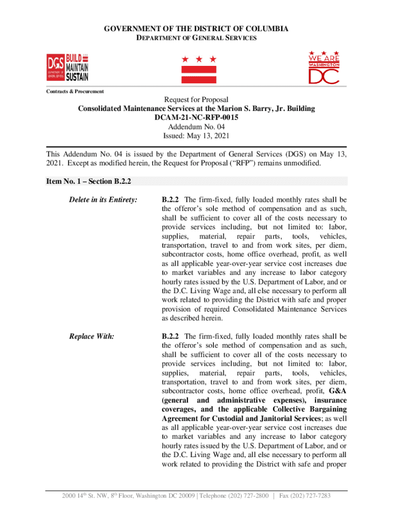 Fillable Online dgs dc DC Department of General Services - Construction ...