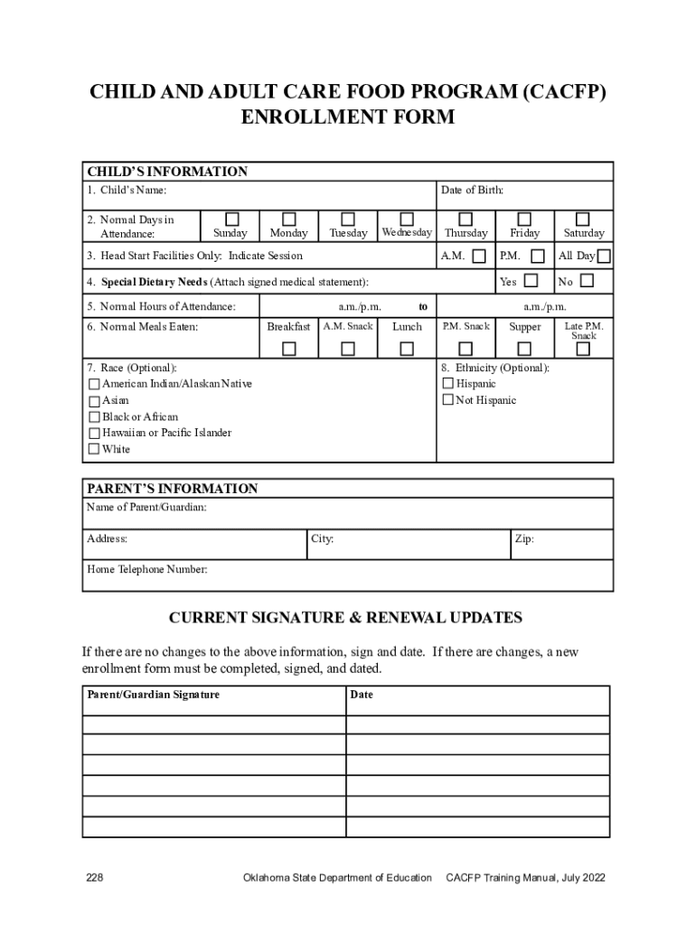 Fillable Online Child and Adult Care Food Program - CNP Existing User ...