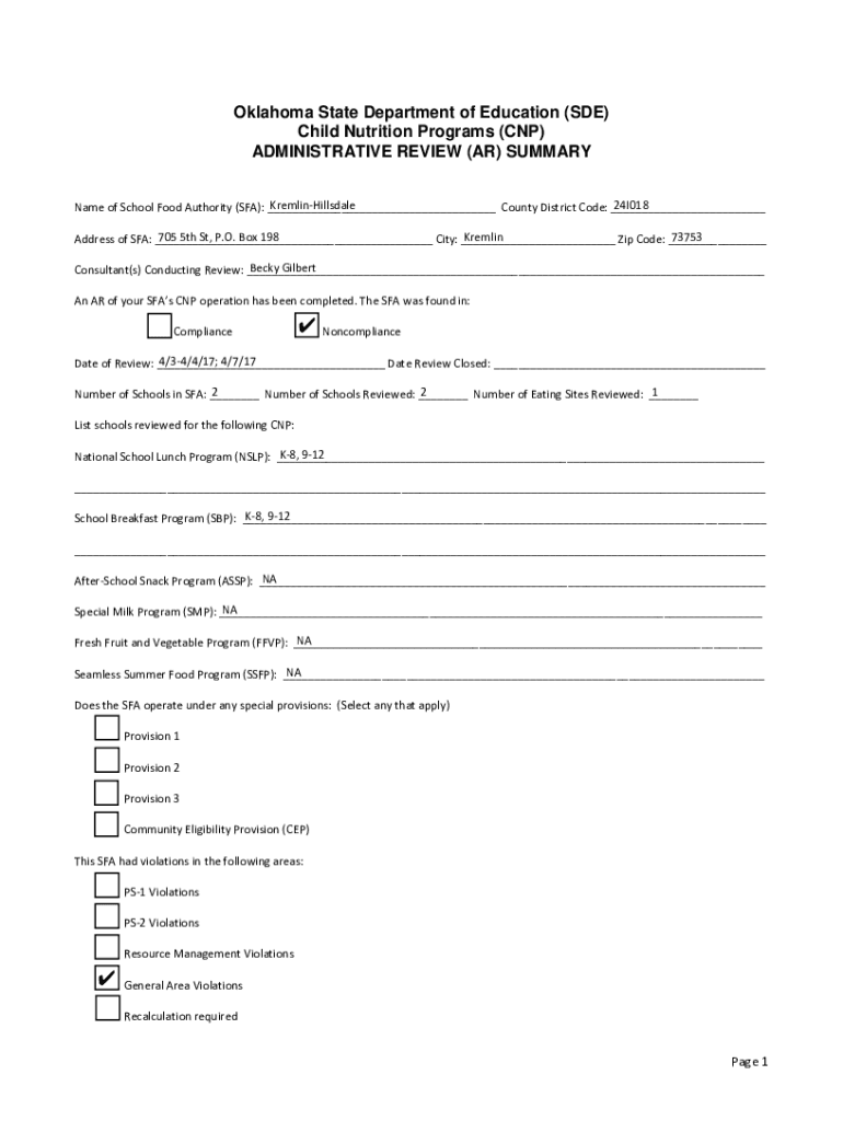 Fillable Online sde ok KREMLIN PS AR SUMMARY.pdf Fax Email Print ...