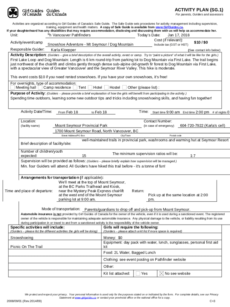 9th Vancouver Pathfinders Doc Template | pdfFiller