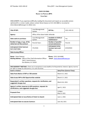 Fillable Online request for proposal rfp cover sheet - Iowa Bid ...