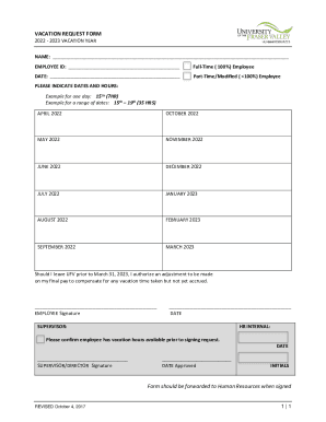 Fillable Online Employee Time-Off (Vacation) Request Form - eForms Fax ...