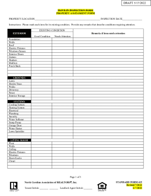 Fillable Online Appendix 5: Move-In/Move-Out Inspection Form - HUD Fax ...