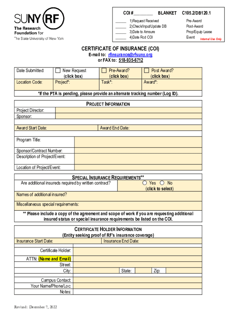 Fillable Online Certificate of Insurance (COI) (word) Fax Email Print ...