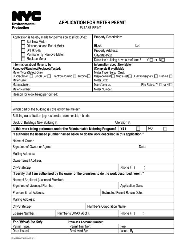 Fillable Online 2018-2023 Form NY Application for Meter Permit Fill ...