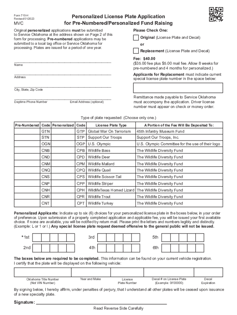 Fillable Online OK License Plate Order Form - The Nature Conservancy ...