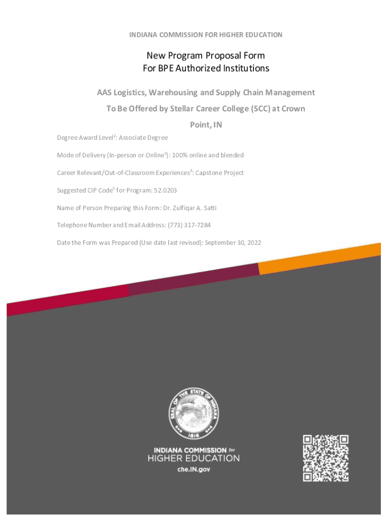 Fillable Online New Program Proposal Form For BPE Authorized ... - IN.gov Fax Email Print ...