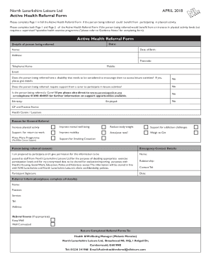 Fillable Online Active Health Referral Form (Use also for Get Active ...