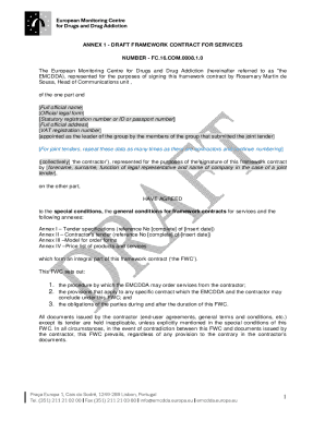 Fillable Online Annex 1 - Draft framework service contract Fax Email ...