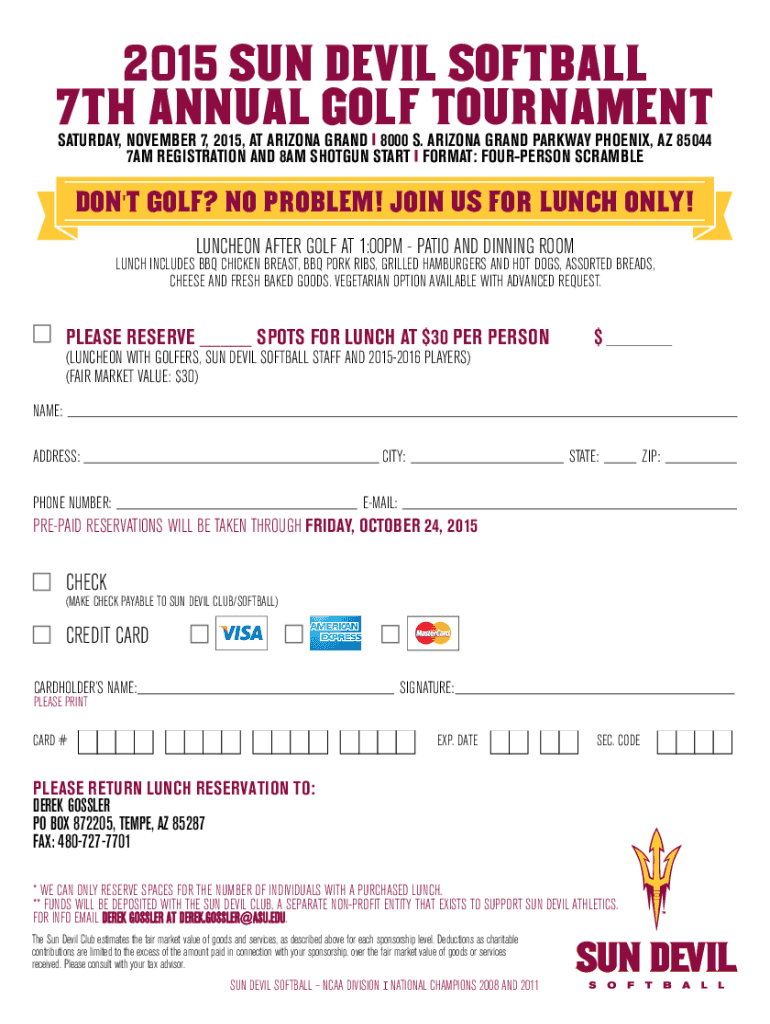 Fillable Online 072815SFT Golf tournament Form Fax Email Print - pdfFiller