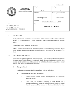 Fillable Online corrections ky Policies - Washington State Department ...