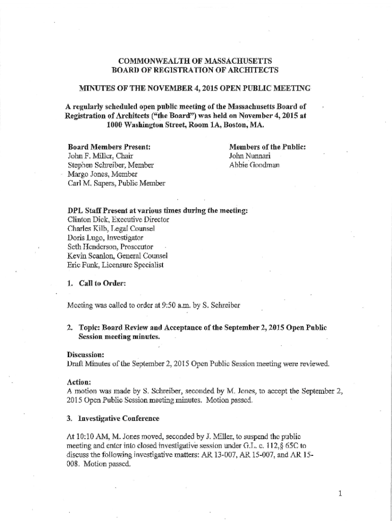 Fillable Online Commonwealth of Massachusetts Board of Registration of ...