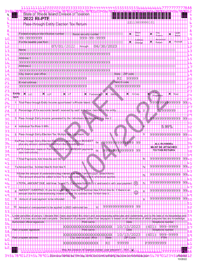 Fillable Online tax ri Pass-through Entity Election Forms - RI Division ...