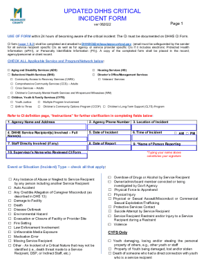 Fillable Online county milwaukee updated dhhs critical incident form ...