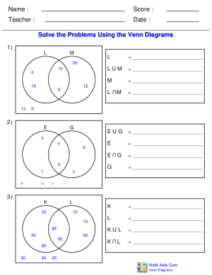 Fillable Online Solve the Problems Using the Venn Diagrams - ELLEN ...