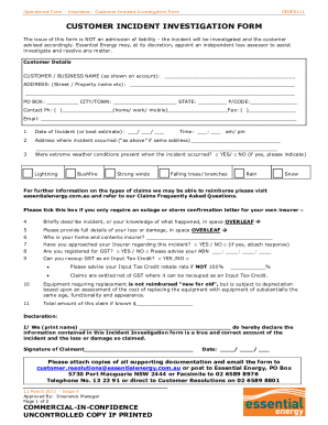 Fillable Online Incident ReportFree Risks & Hazards Forms ...