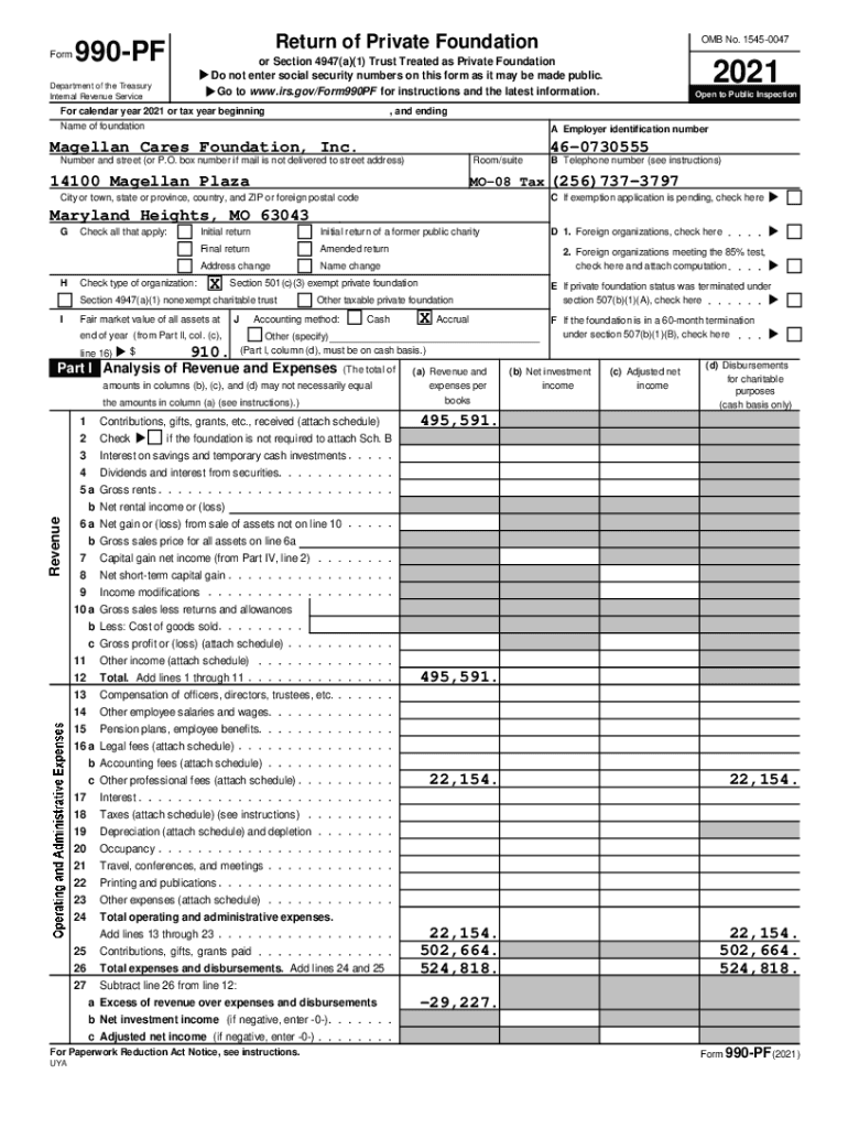 Fillable Online 990-PF - Magellan Health Fax Email Print - pdfFiller