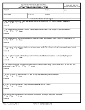 Fillable Online Form FEMA Form 90 120 FEMA Form 90 120 Special ...