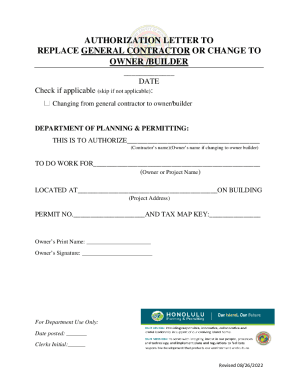 Fillable Online AUTHORIZATION LETTER TO REPLACE GENERAL ... Fax Email ...