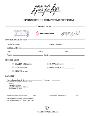 Fillable Online Sponsorship Commitment Form FC Fax Email Print - pdfFiller