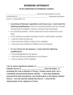baptism or confirmation sponsor's/proxy's affidavit - eCatholic Doc ...