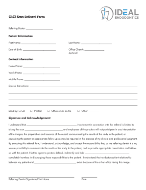Fillable Online DENTAL CONE BEAM CT REFERRAL FORM REFERRING ... Fax ...