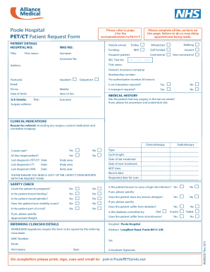 Fillable Online Poole Hospital PET/CT Patient Request Form Fax Email Print - pdfFiller