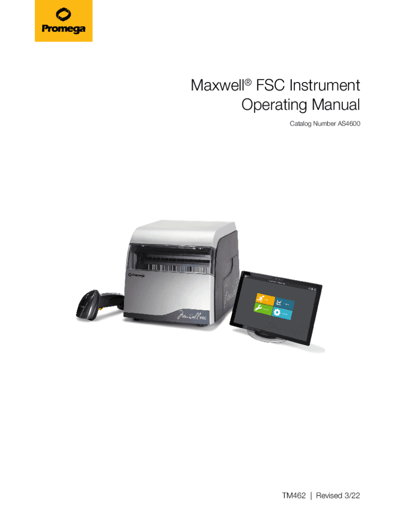 Fillable Online Maxwell(R) FSC Instrument Operating Manual #TM462 ...