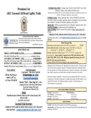 Fillable Online OFFICIAL AMERICAN KENNEL CLUB AGILITY ENTRY ... Fax ...